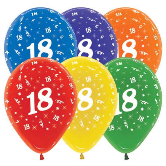Sempertex 30cm Age 18 Crystal Assorted Latex Balloons, 25PK : Amscan ... Sempertex 30cm Age 18 Crystal Assorted Latex Balloons, 25PK : Amscan ...